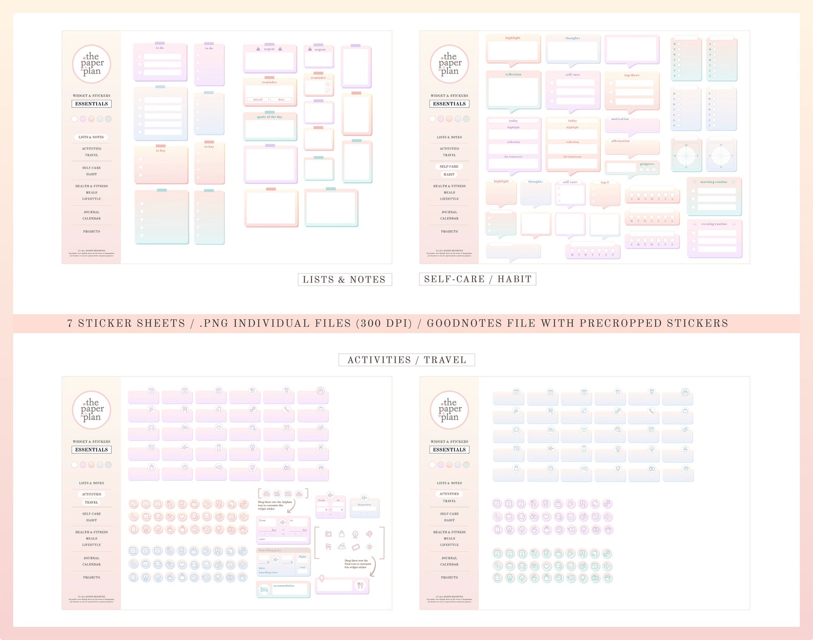 ESSENTIAL Widget Stickers bubblegum for Digital Planning - Etsy