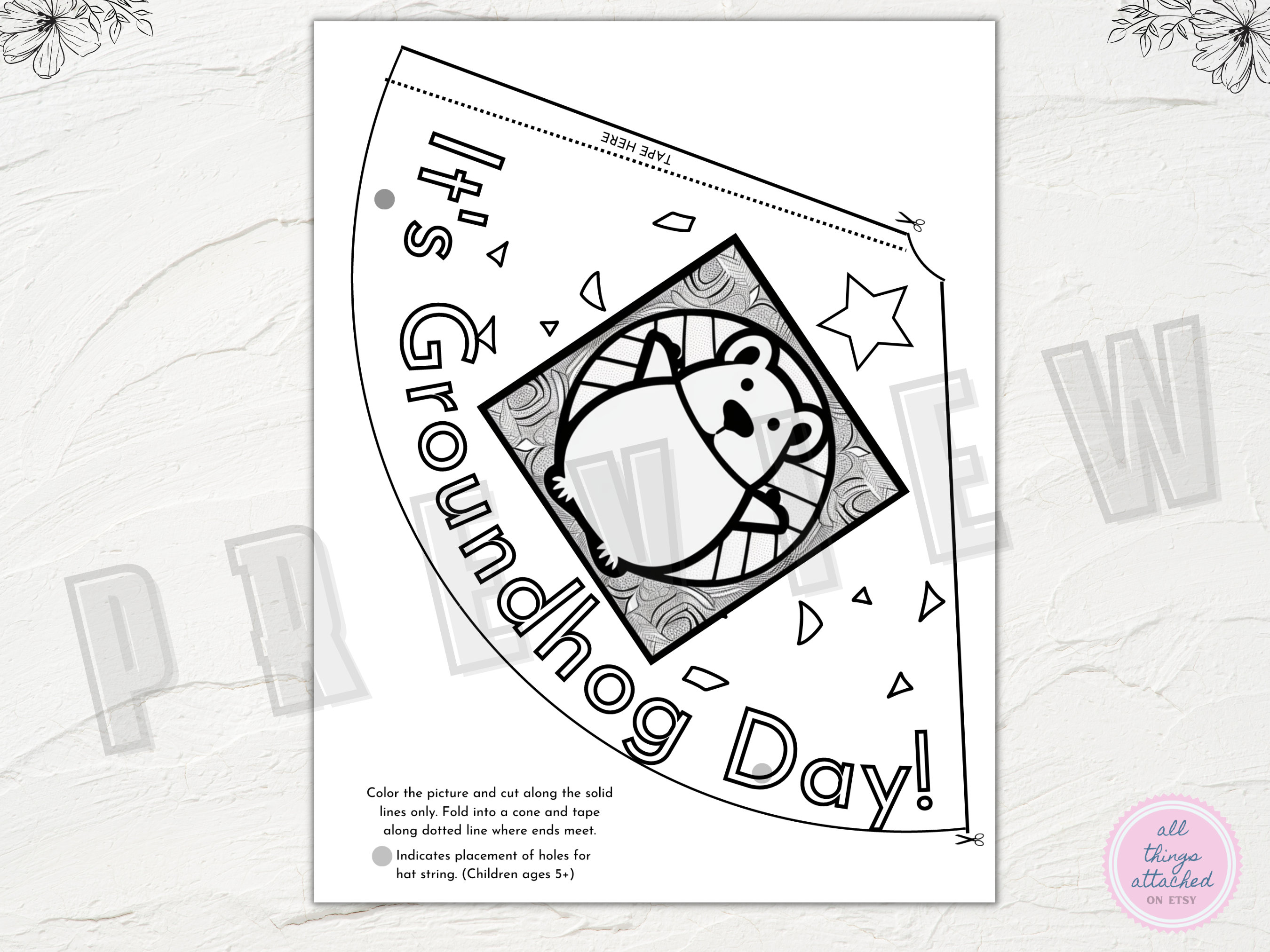 Groundhog Day Activity | Printable Party Hat Craft | Kid's Groundhog ...