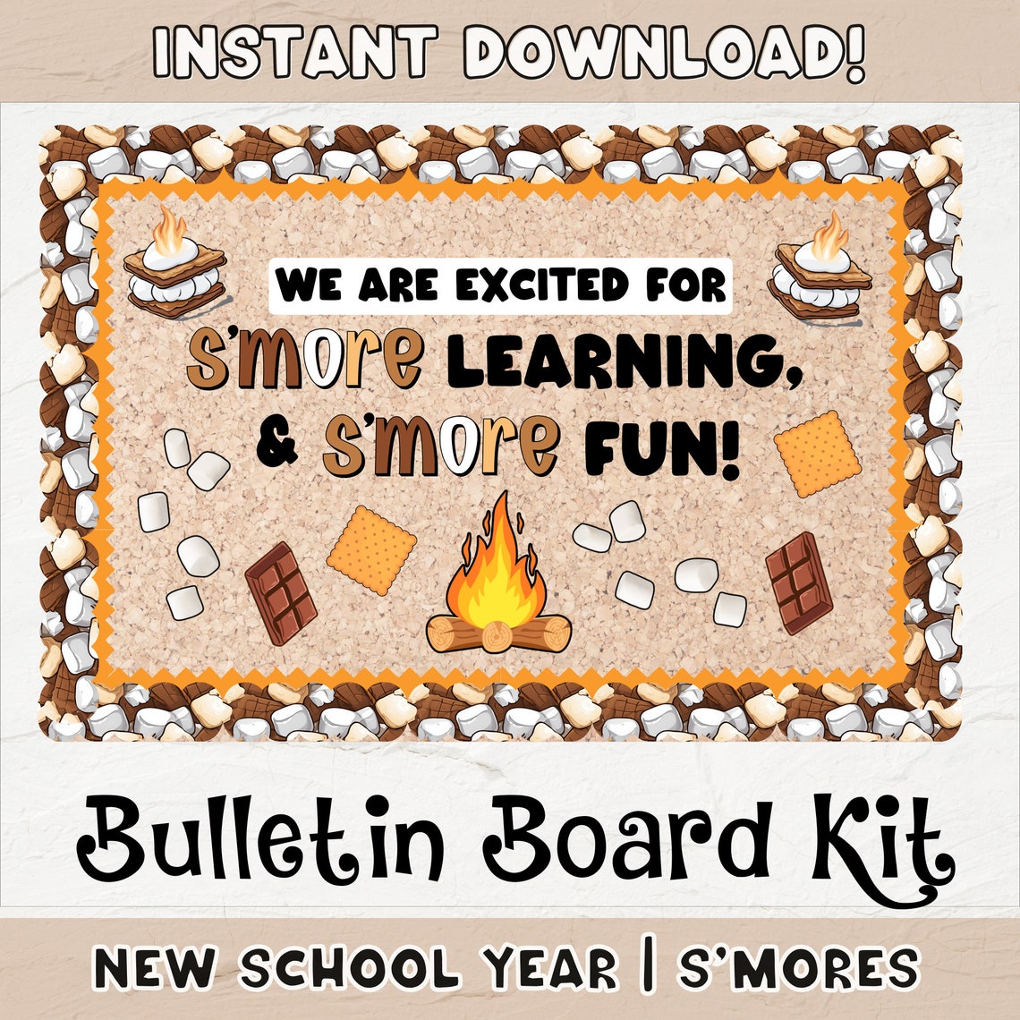 Back to School Bulletin Board | Printable S'mores New Bulletin Board ...