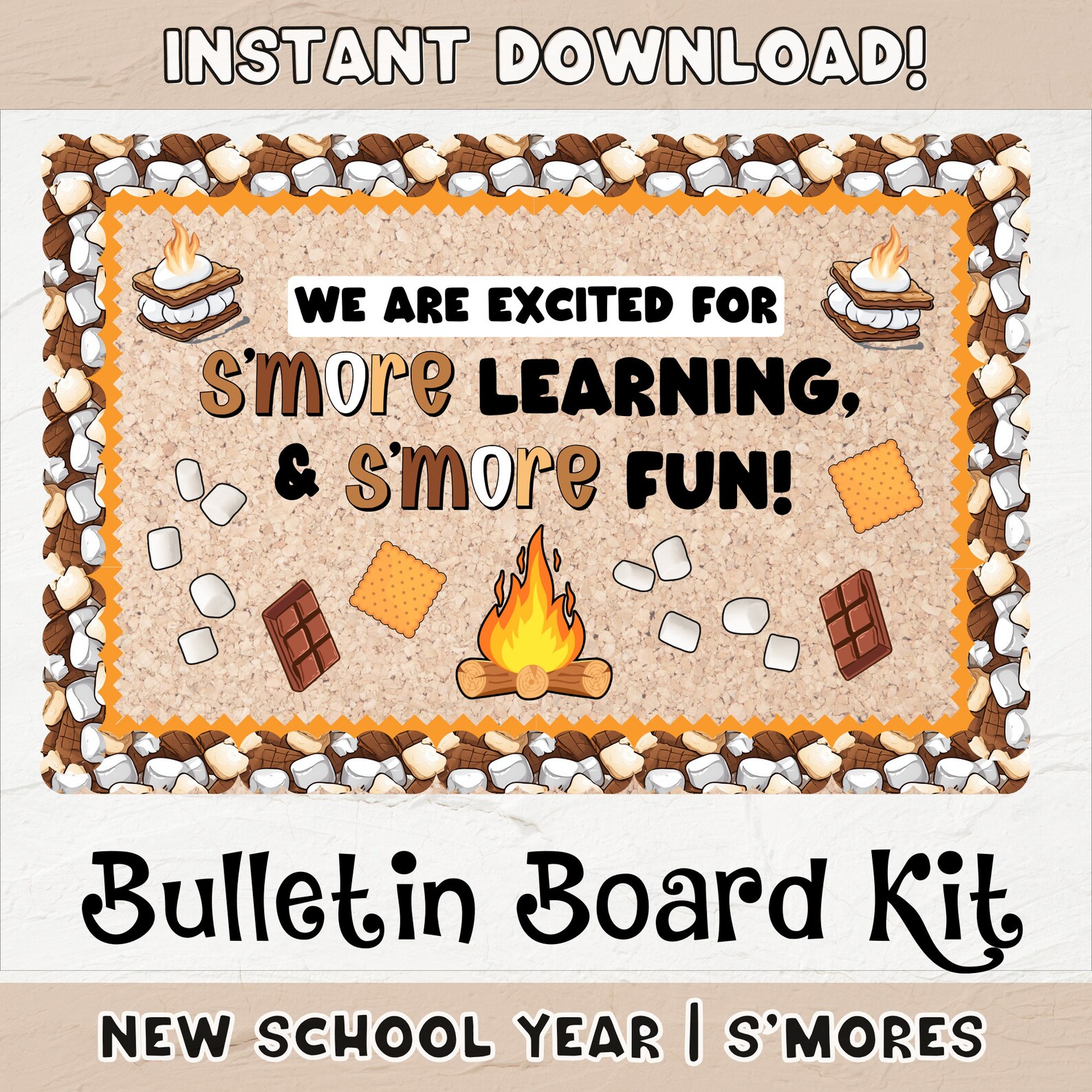 Back to School Bulletin Board | Printable S'mores New Bulletin Board ...