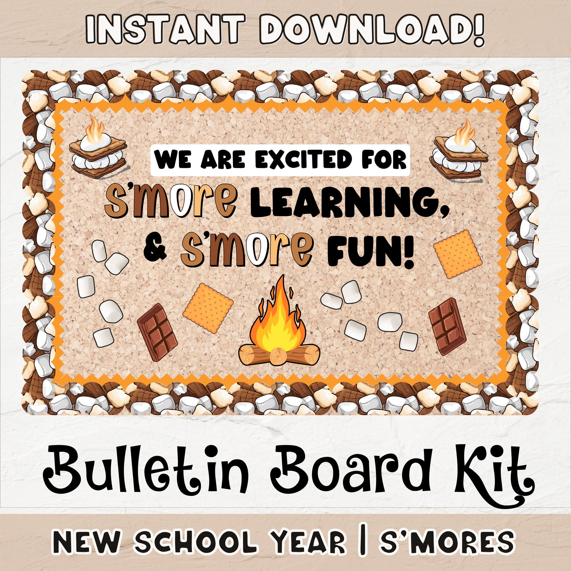 Back to School Bulletin Board | Printable S'mores New Bulletin Board ...