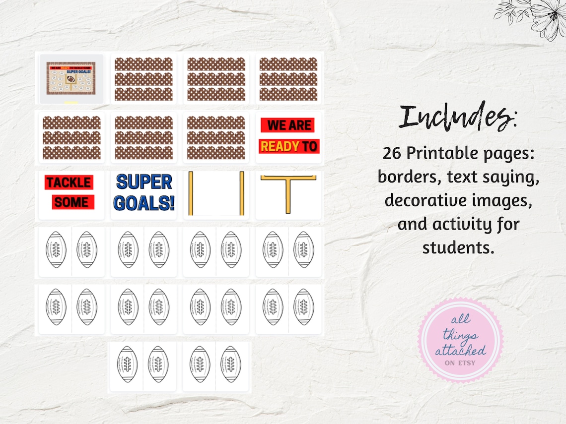Football Bulletin Board Set Printable Bulletin Board Kit for Football ...