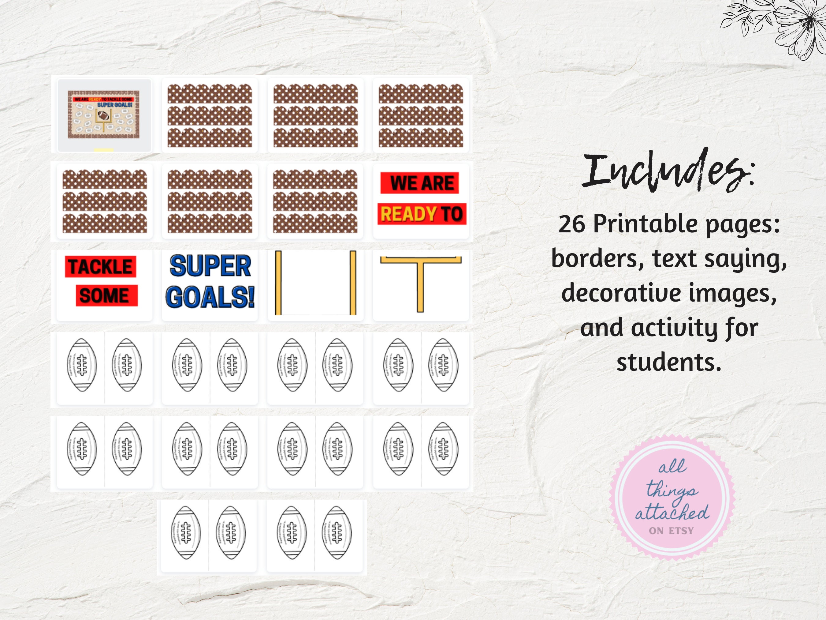 Football Bulletin Board Set | Printable Bulletin Board Kit for Football ...