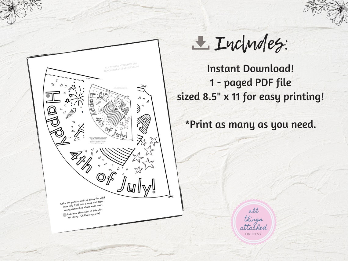 4th of July Activity | Printable Party Hat Craft | Kid's Independence ...