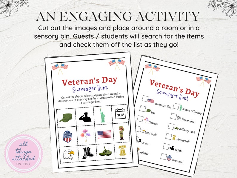 Veteran's Day Scavenger Hunt | Printable Veteran's Day Activity for ...