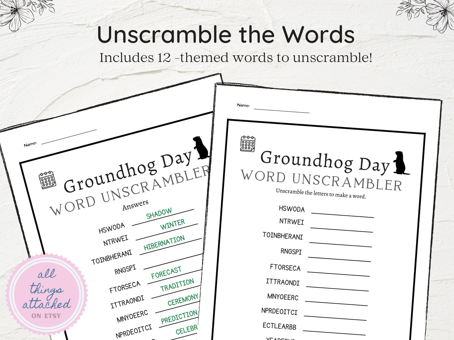 Groundhog Day Unscramble the Word Groundhog Day Activity Printable Word ...