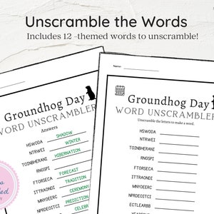 Groundhog Day Unscramble the Word Groundhog Day Activity Printable Word ...