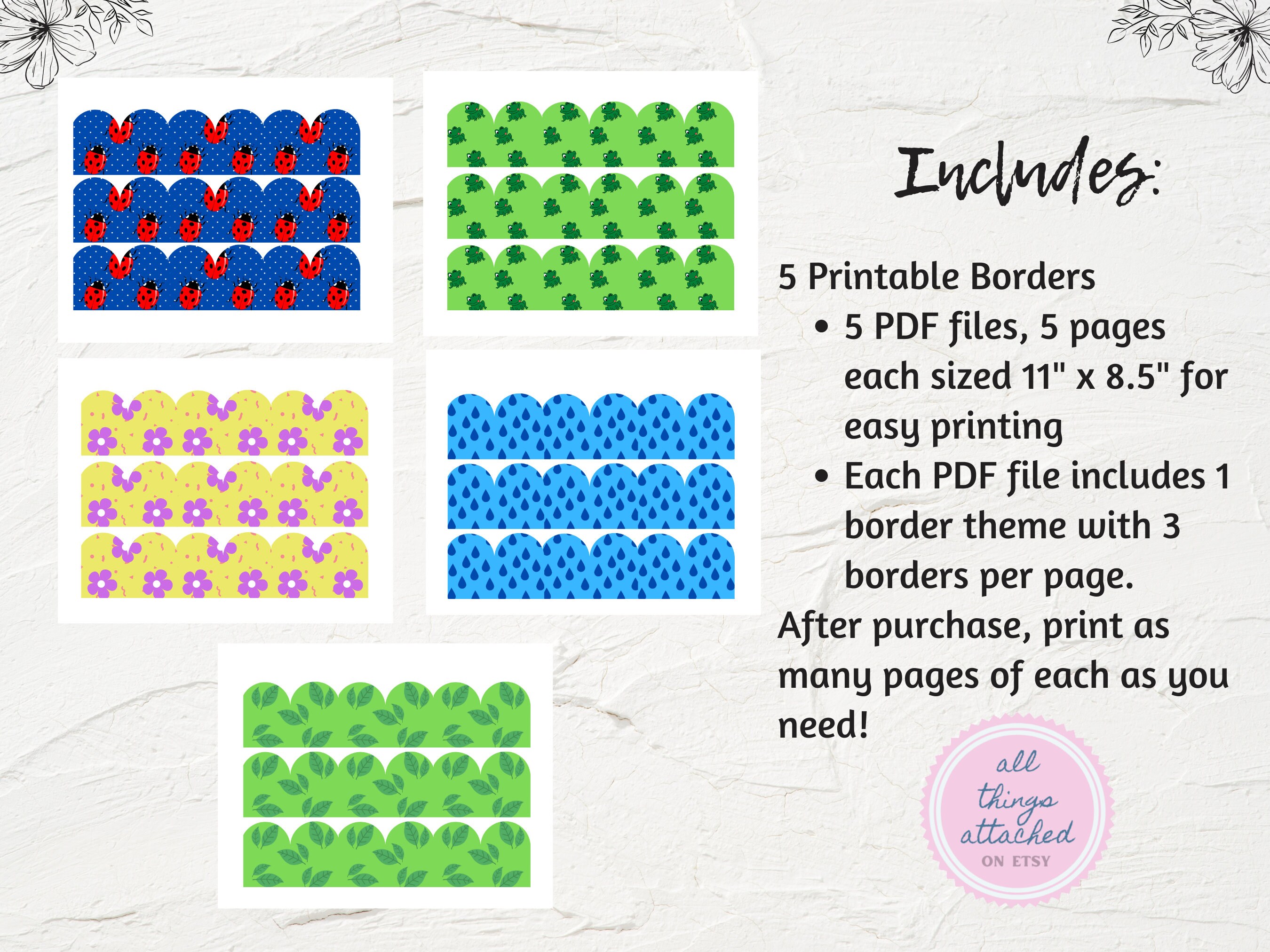 Spring Bulletin Board Borders Printable Bulletin Board Trim Spring ...