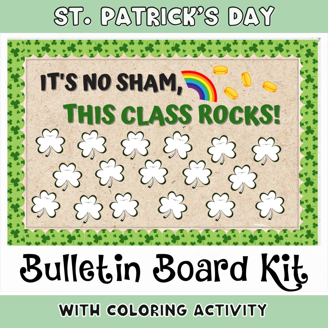 St. Patricks Day Themed Bulletin Board | Printable March Bulletin Board ...