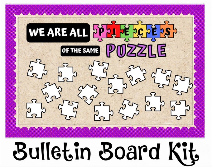 BULLETIN BOARD KIT- We All Fit Together | Puzzle Pieces | Classroom ...