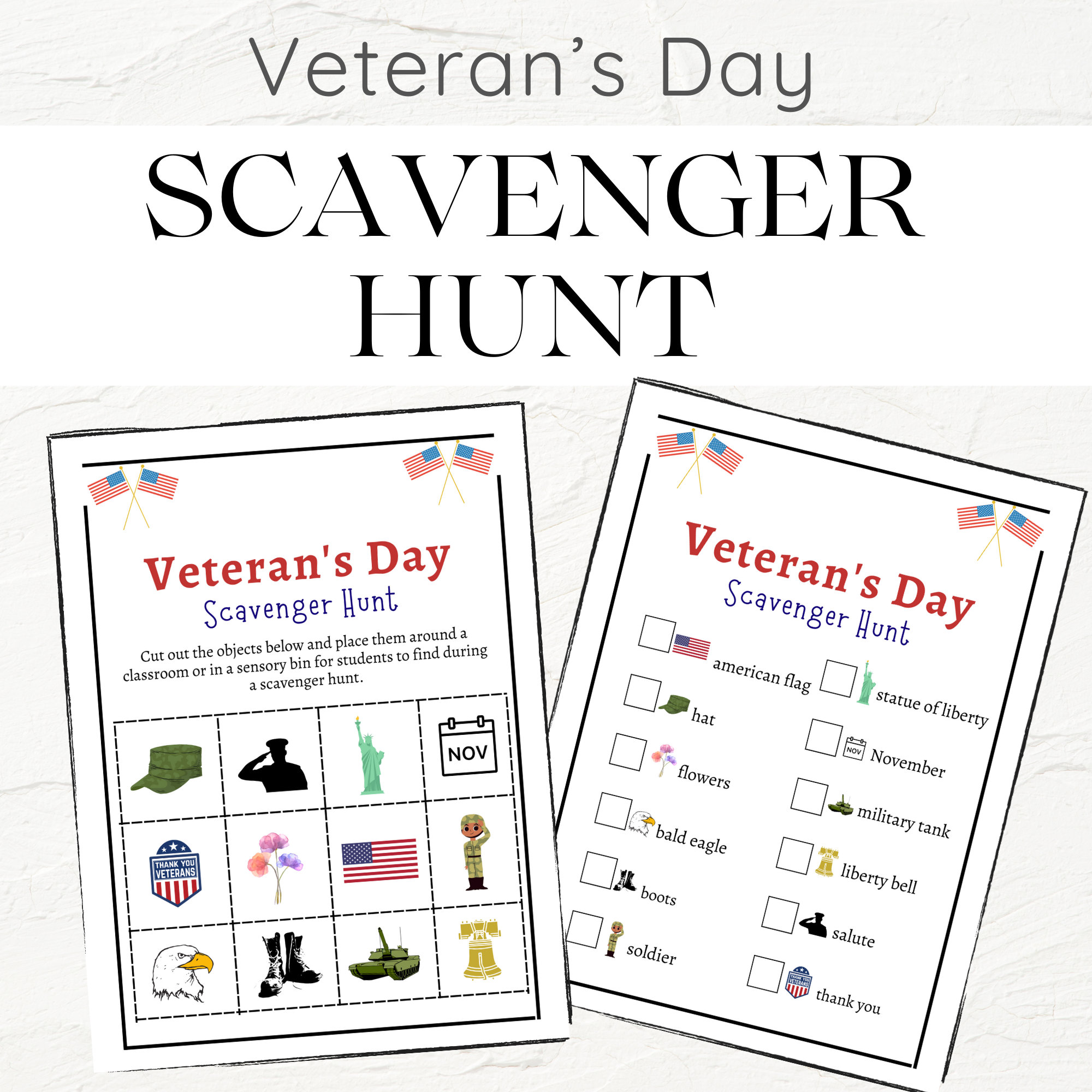 Veteran's Day Scavenger Hunt | Printable Veteran's Day Activity for ...