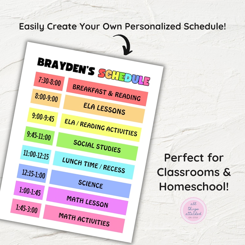 Classroom Schedule Template | Editable Homeschool Schedule | Printable ...