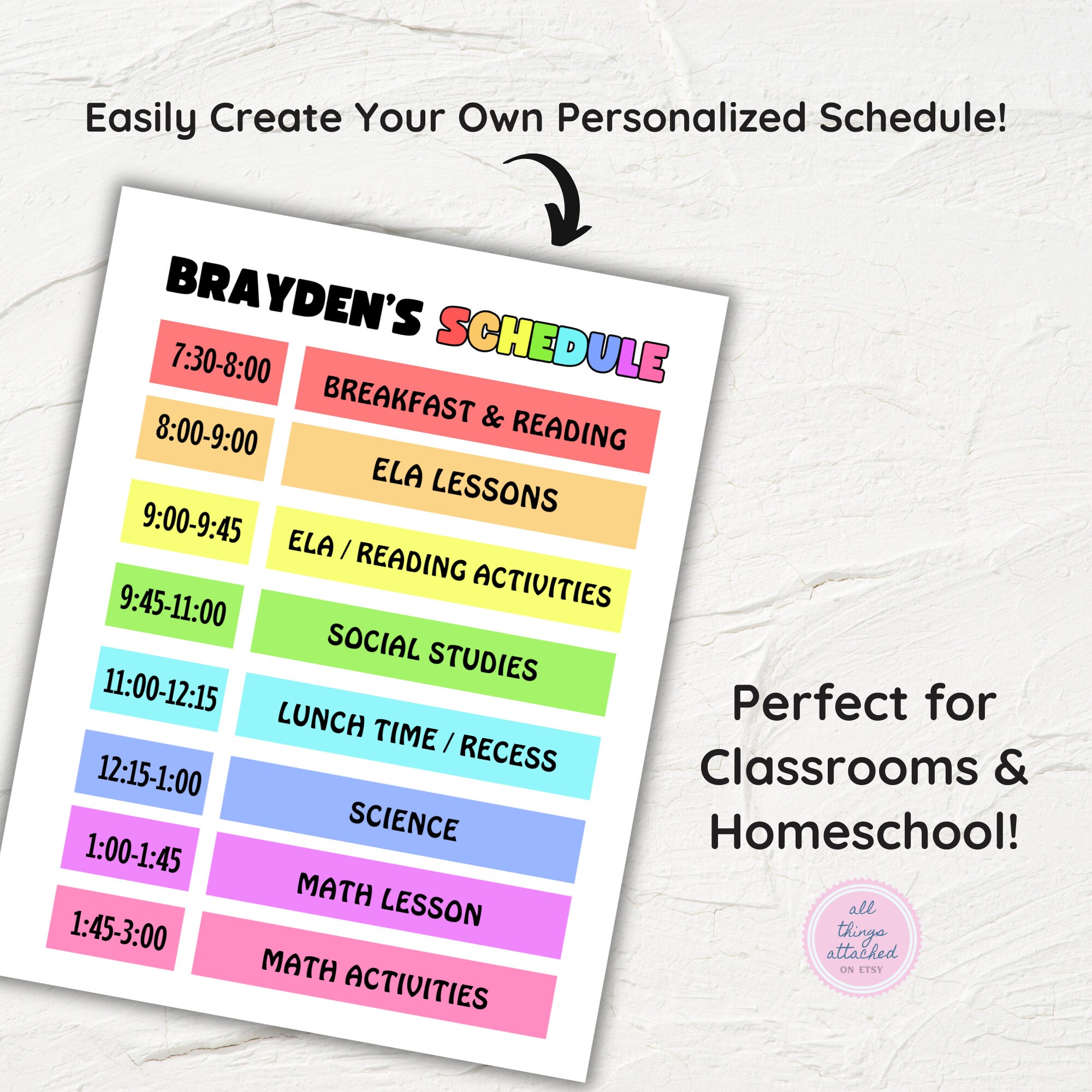 Classroom Schedule Template | Editable Homeschool Schedule | Printable ...