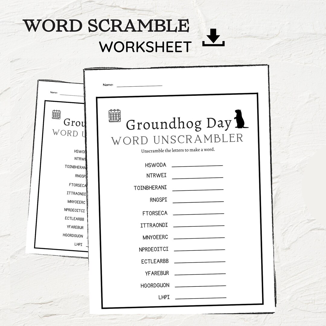 Groundhog Day Unscramble the Word Groundhog Day Activity Printable Word ...