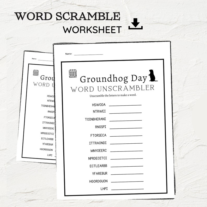 Groundhog Day Unscramble the Word Groundhog Day Activity Printable Word ...