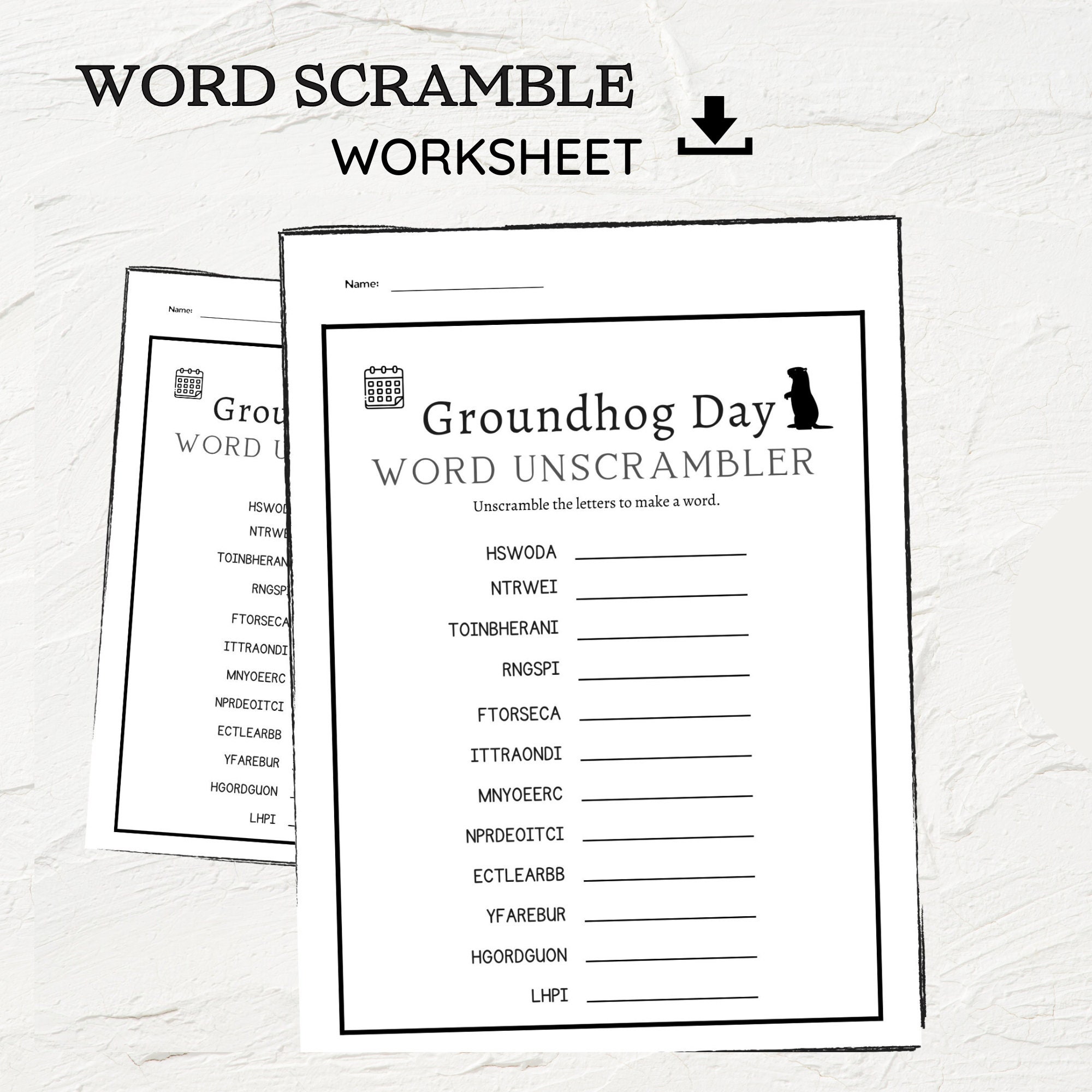 Groundhog Day Unscramble the Word Groundhog Day Activity Printable Word ...