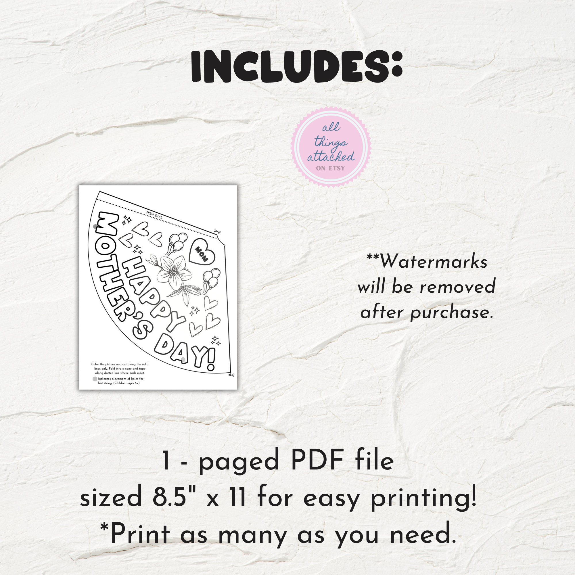 Printable Mothers Day Paper Hat Craft | Mother's Day Kids Coloring Page ...