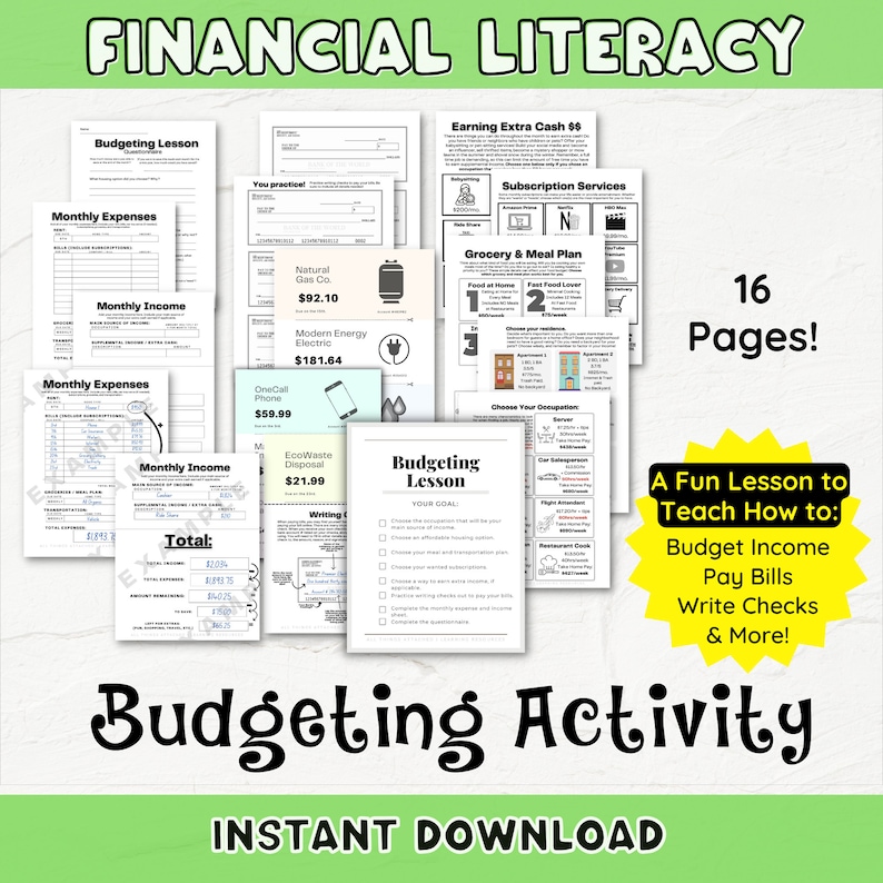 Financial Literacy Game for Kids | Printable Budgeting Activity | Learn ...