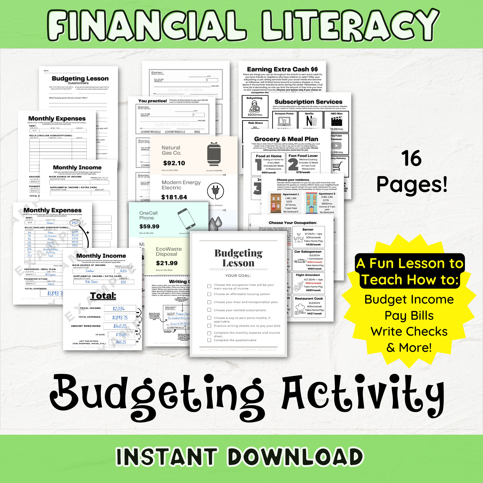Financial Literacy Game for Kids | Printable Budgeting Activity | Learn ...