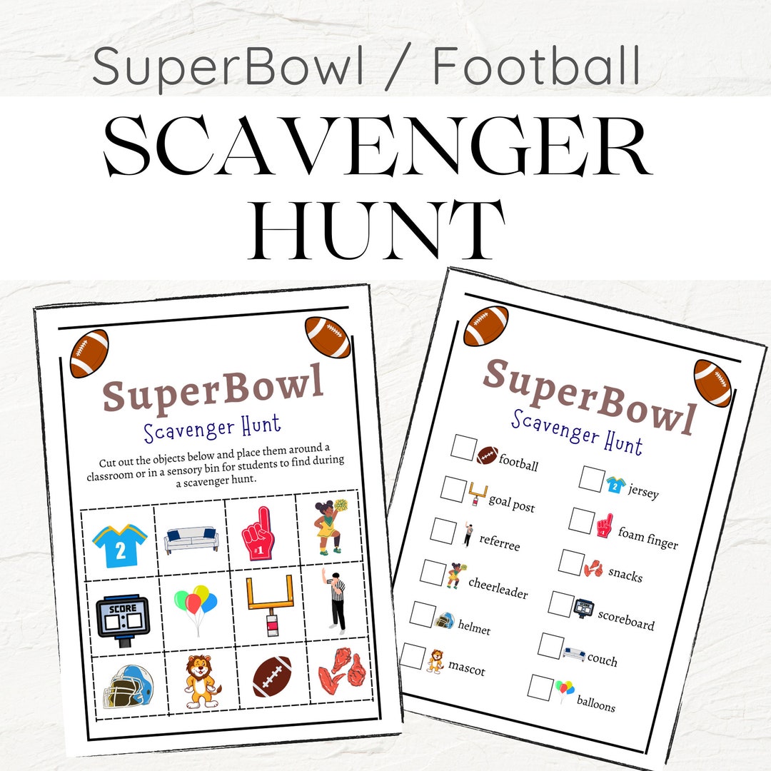 Superbowl Scavenger Hunt | Printable Superbowl Activity for Kids ...