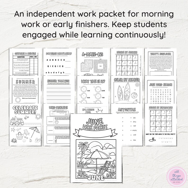 2nd 3rd 4th Grade Worksheets | Early Finishers Work Packet for June ...