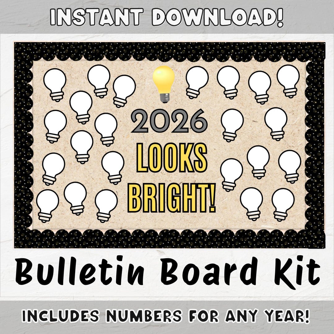 This Year Looks Bright | New Year Bulletin Board | Printable January ...