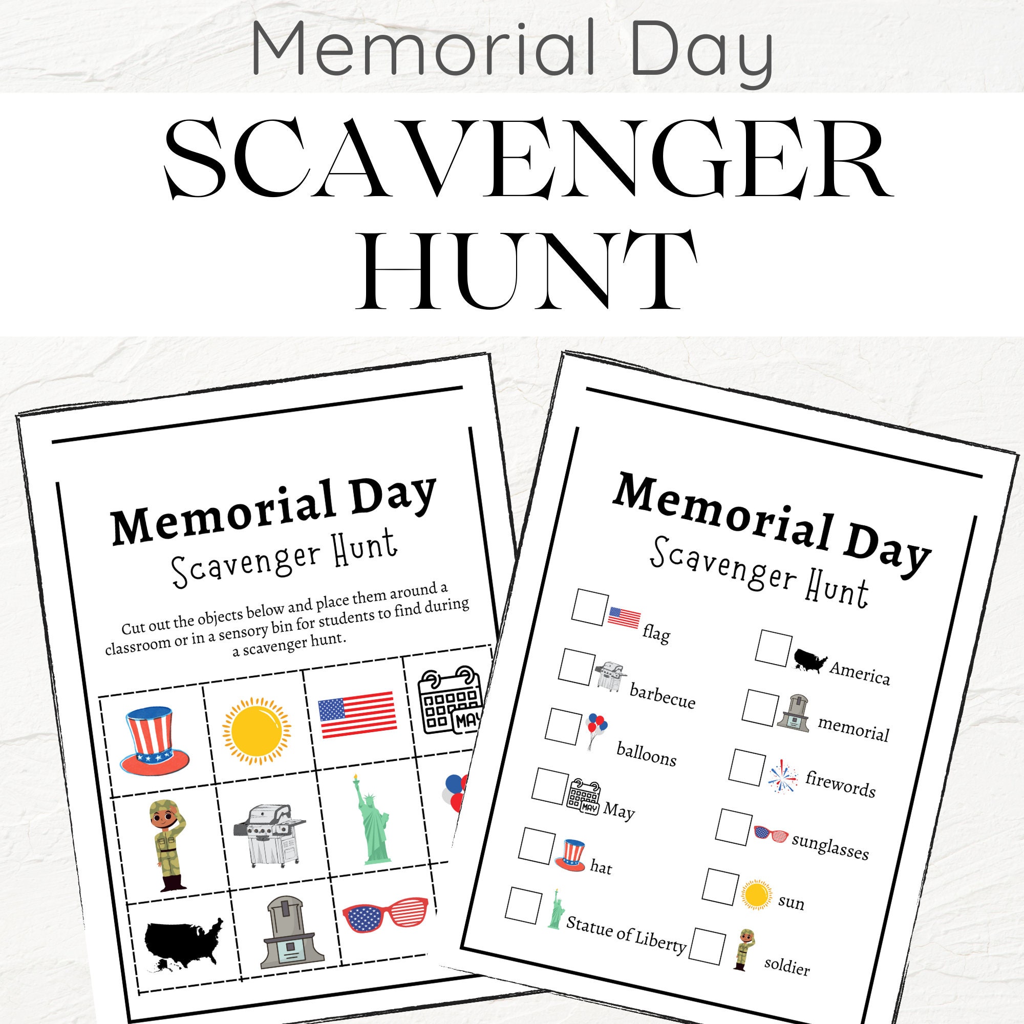 Memorial Day Scavenger Hunt | Printable Scavenger Hunt | Memorial Day ...