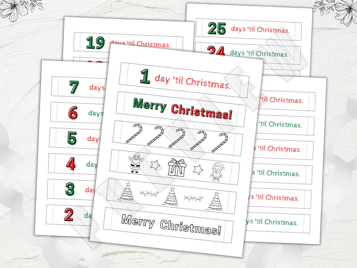 Christmas Countdown | Printable Paper Chain | 25 Days Til Christmas ...