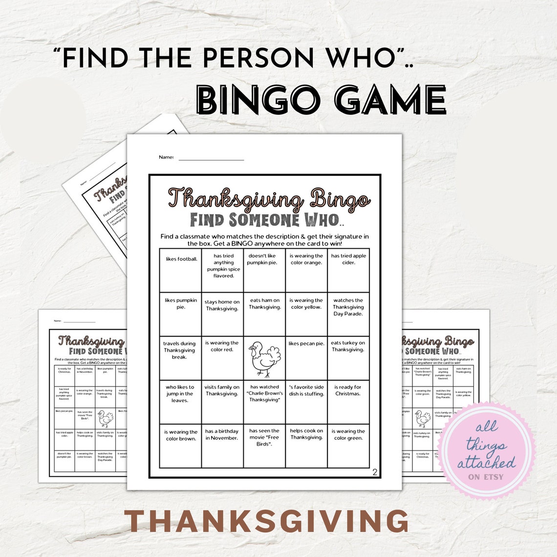 Thanksgiving Games Printable Thanksgiving Bingo Find the Guest Who Find ...