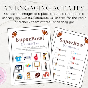 Superbowl Scavenger Hunt | Printable Superbowl Activity for Kids ...