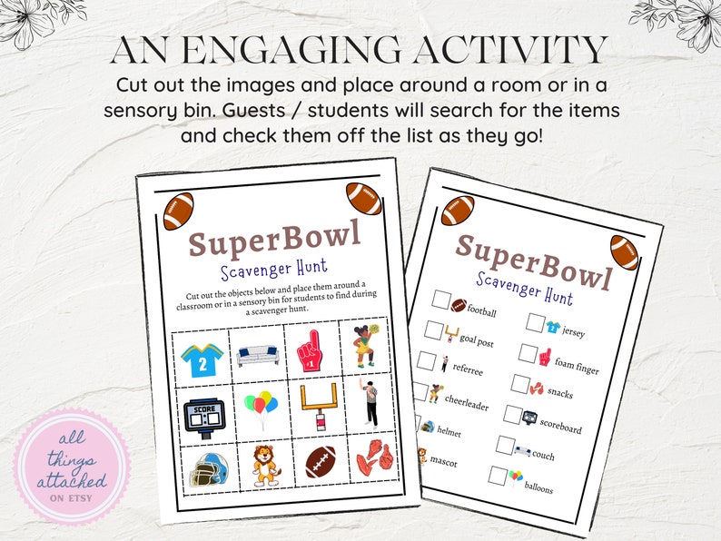 Superbowl Scavenger Hunt | Printable Superbowl Activity for Kids ...