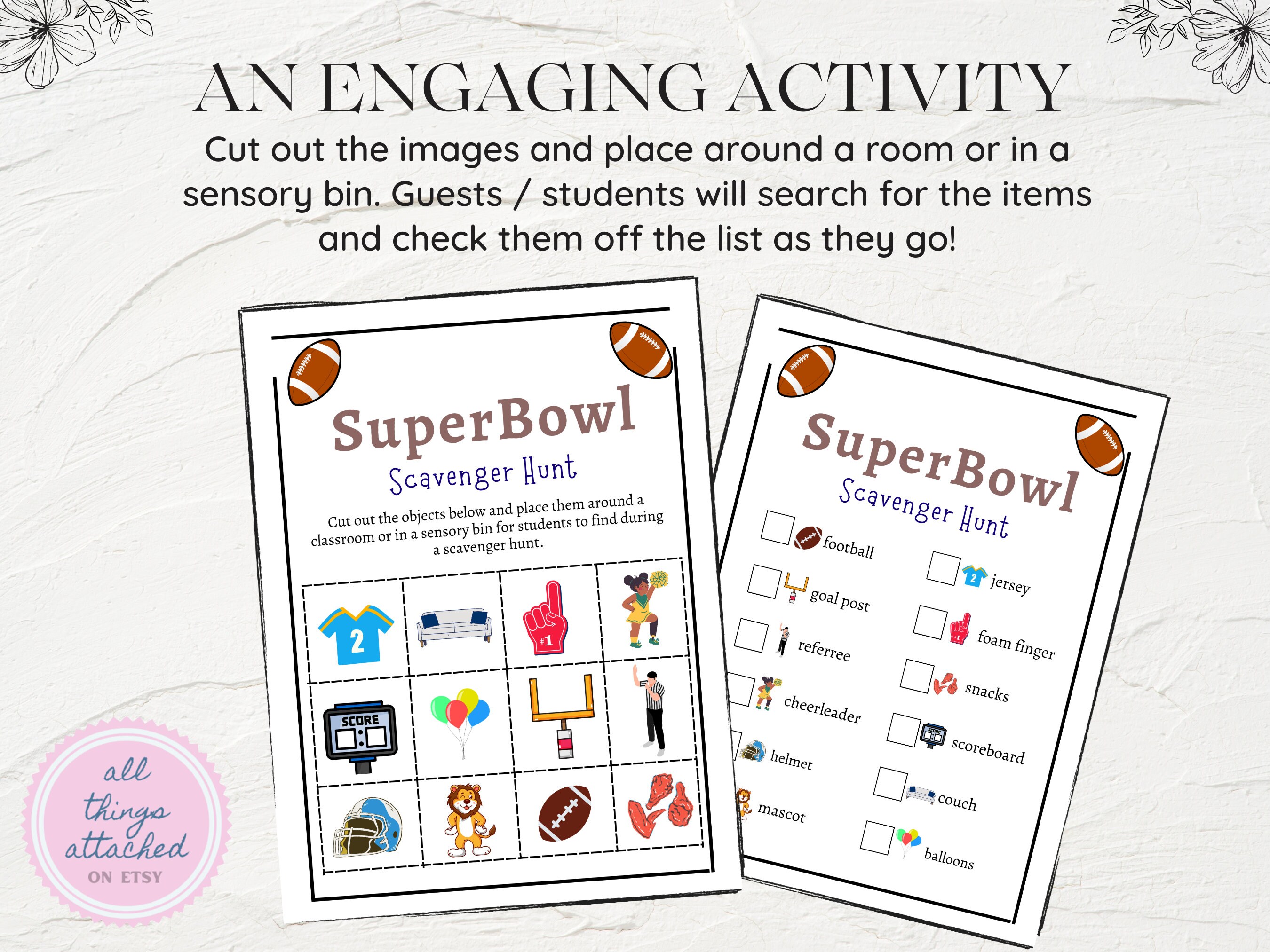 Superbowl Scavenger Hunt | Printable Superbowl Activity for Kids ...