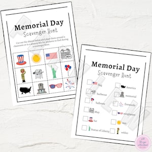 Memorial Day Scavenger Hunt | Printable Scavenger Hunt | Memorial Day ...