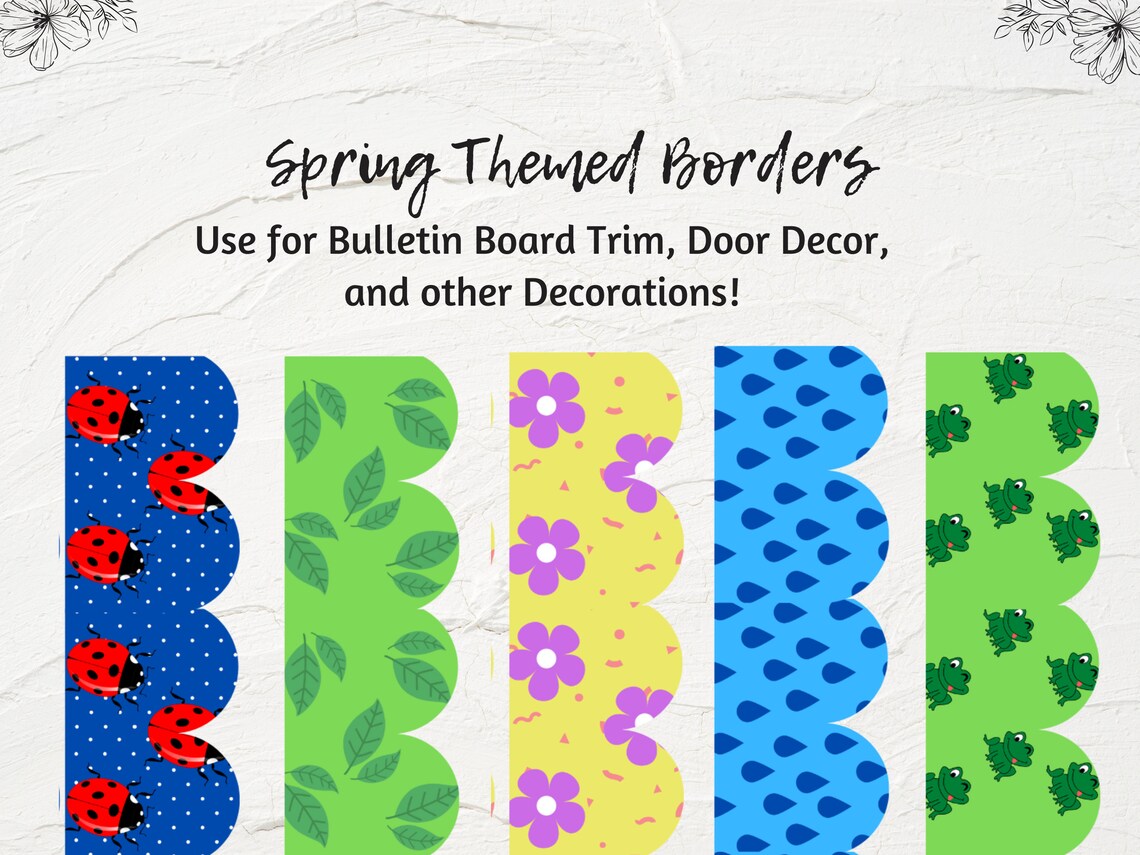 Spring Bulletin Board Borders Printable Bulletin Board Trim Spring ...