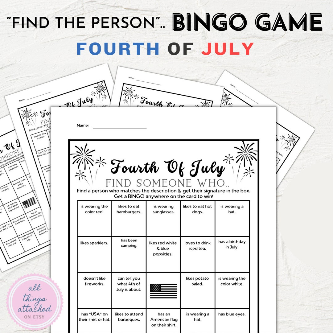 4th of July Games | Printable Fourth of July Bingo | Party Game ...