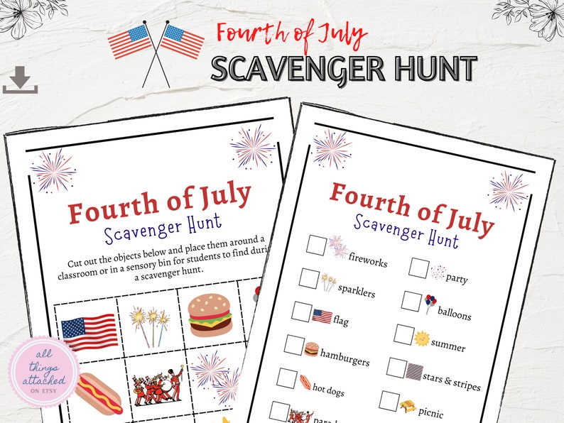 4thof July Scavenger Hunt | Printable Scavenger Hunt | Celebrate ...