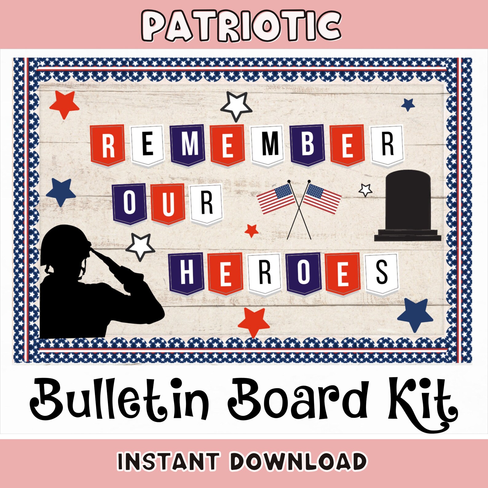 Veteran's Day Bulletin Board Kit | Veteran's Day Classroom Board Idea ...