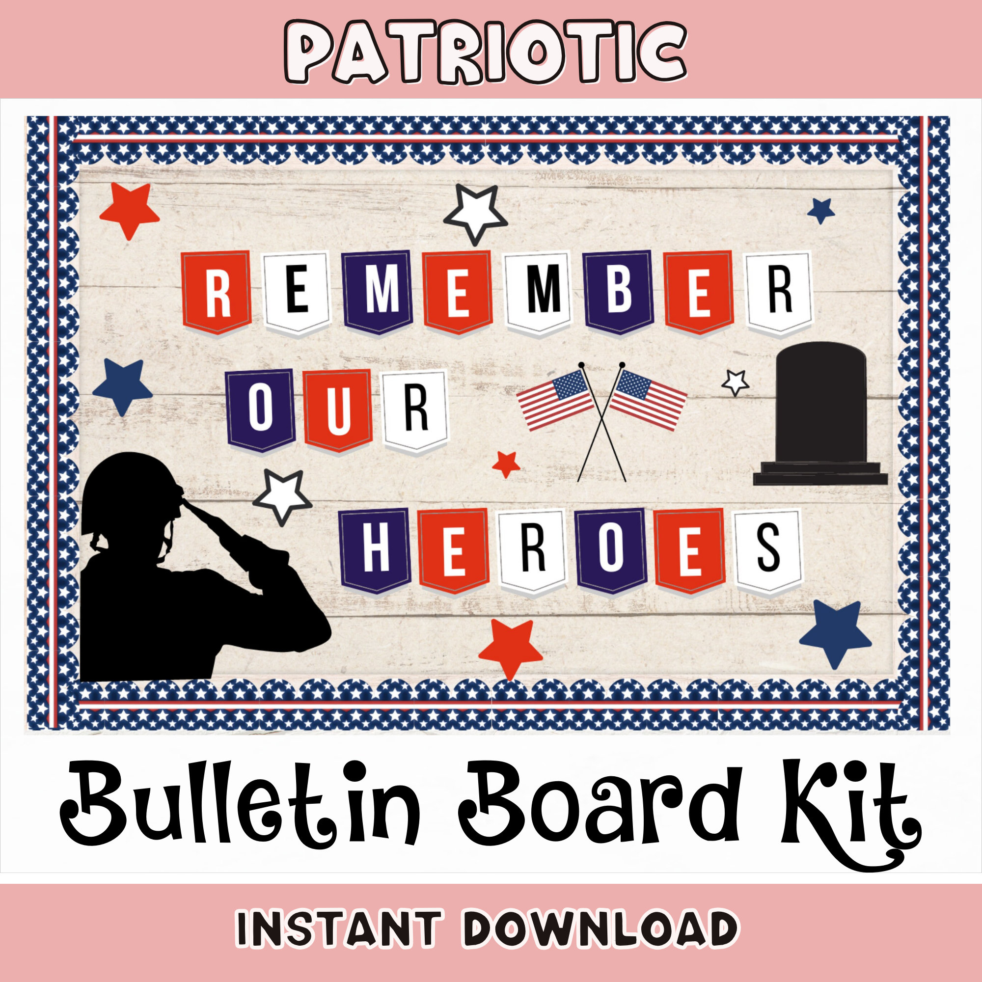 Veteran's Day Bulletin Board Kit | Veteran's Day Classroom Board Idea ...