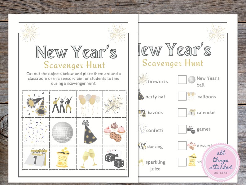 New Year's Scavenger Hunt | Printable New Year's Eve Game | Noon Years ...