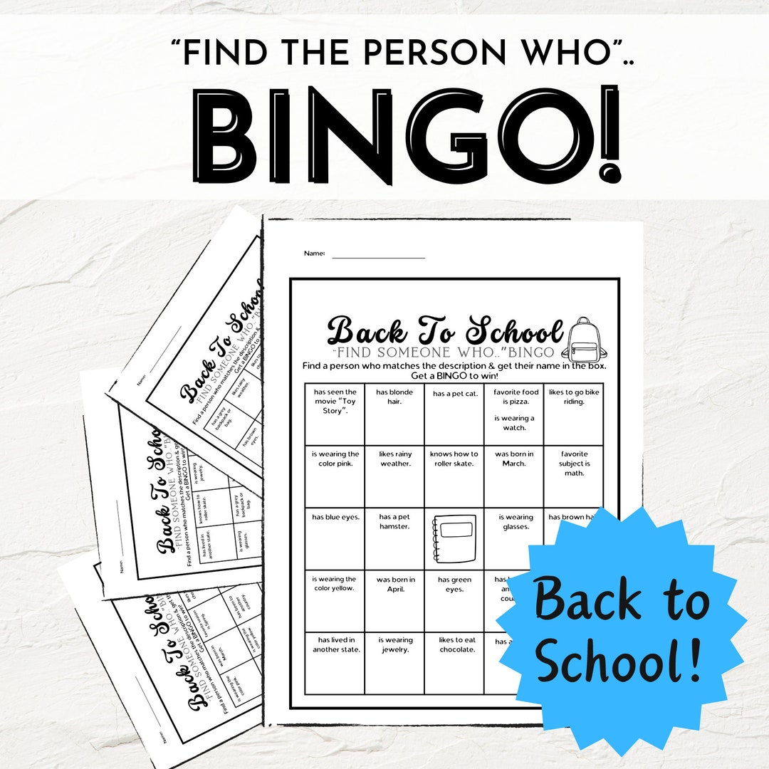 Back to School Games | Printable Back to School Bingo | Find the Guest ...