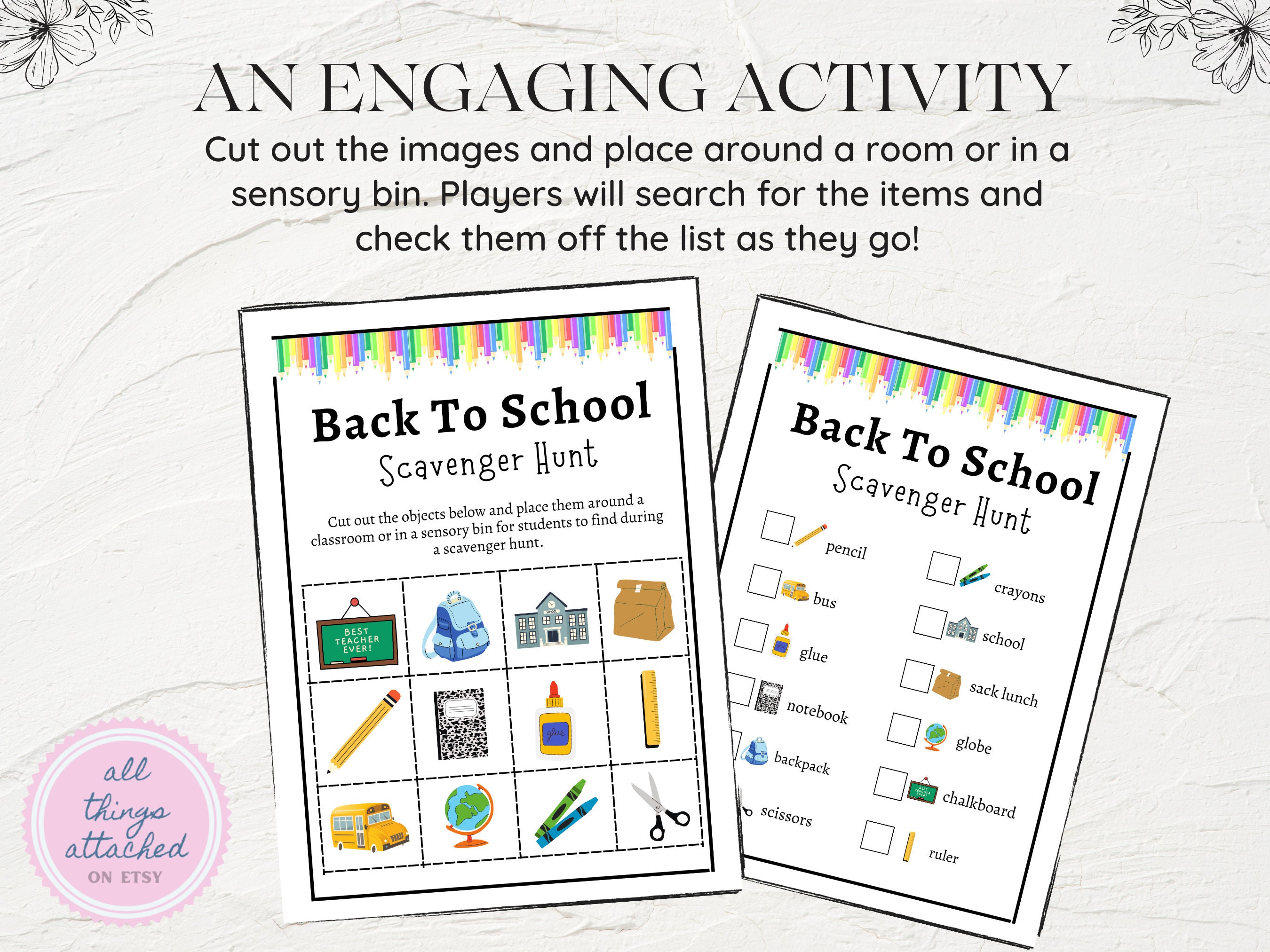 Back to School Scavenger Hunt | Printable Back to School Activity for ...