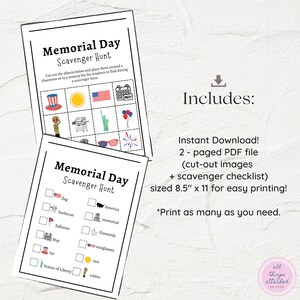 Memorial Day Scavenger Hunt | Printable Scavenger Hunt | Memorial Day ...