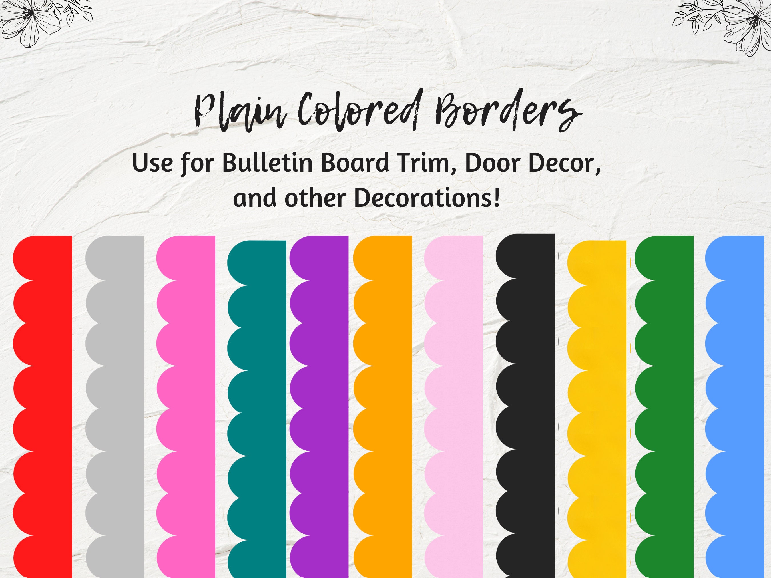 Bulletin Board Borders | Plain Colors | Printable Bulletin Board Trim ...