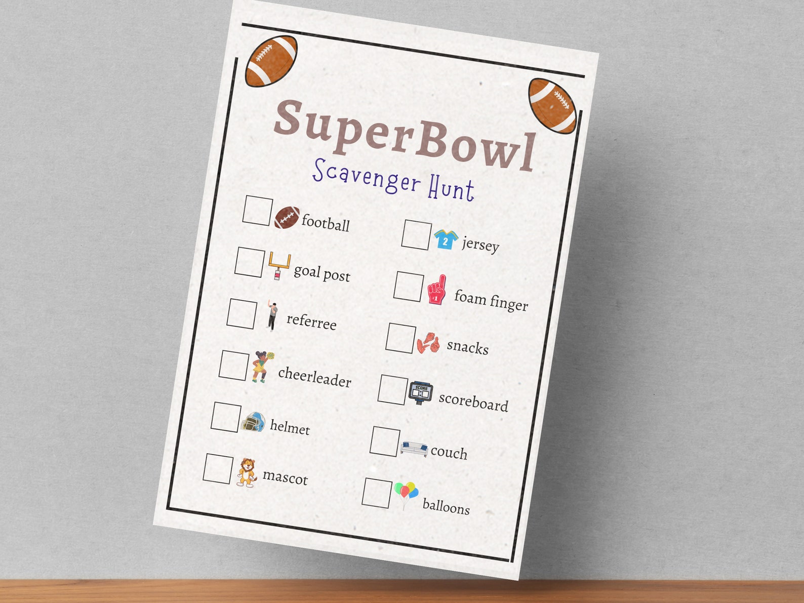 Superbowl Scavenger Hunt | Printable Superbowl Activity for Kids ...