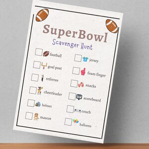 Superbowl Scavenger Hunt | Printable Superbowl Activity for Kids ...