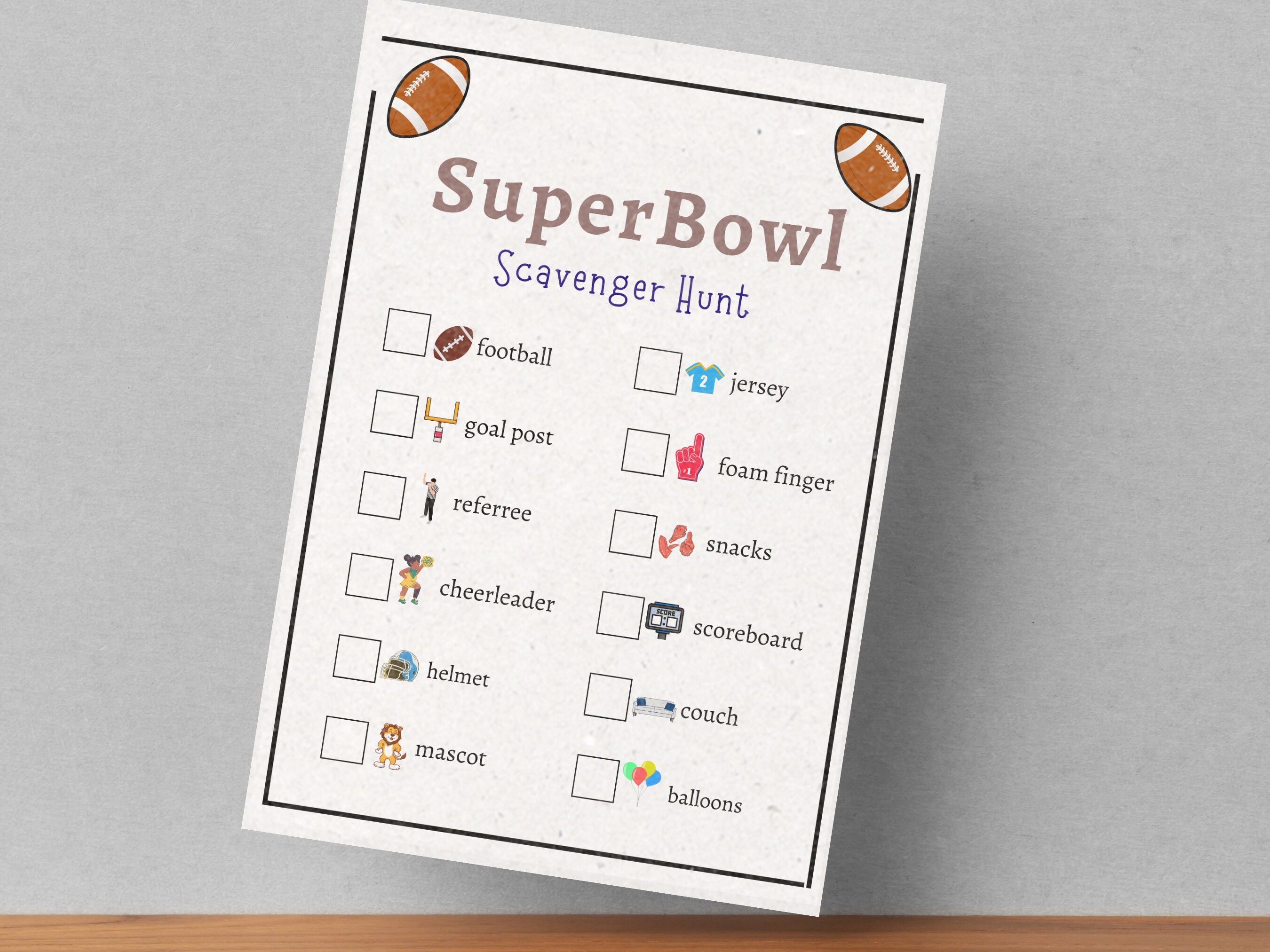 Superbowl Scavenger Hunt | Printable Superbowl Activity for Kids ...