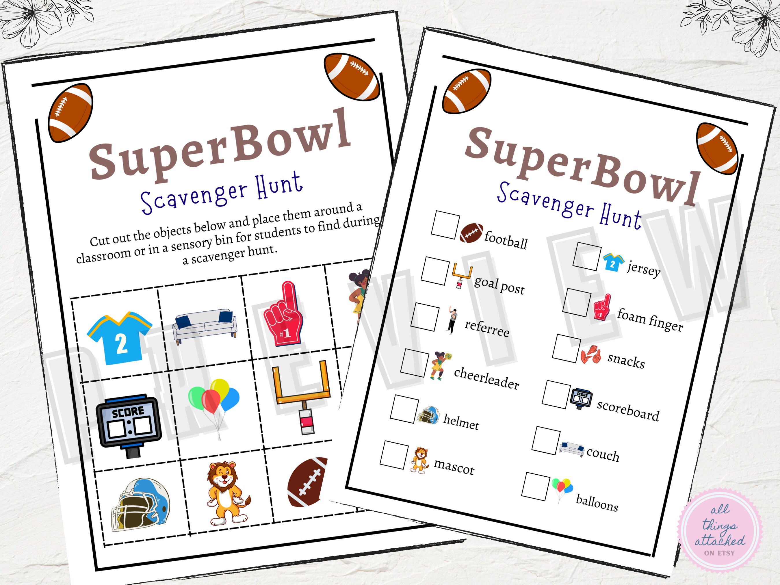 Superbowl Scavenger Hunt | Printable Superbowl Activity for Kids ...