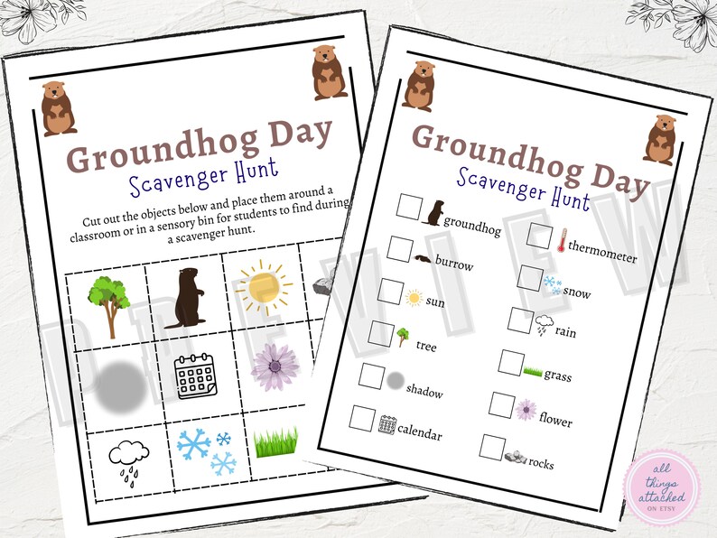 Groundhog Day Scavenger Hunt | Printable Groundhog Day Activity for ...