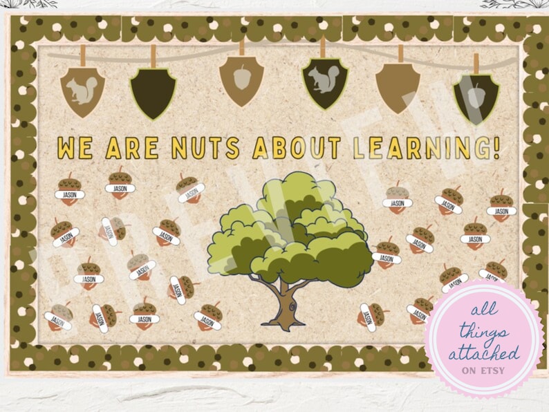 Fall Themed Bulletin Board | Nuts About Learning | Fall Acorns With ...
