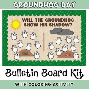 Groundhog Day Themed Bulletin Board | Printable Winter Bulletin Board ...